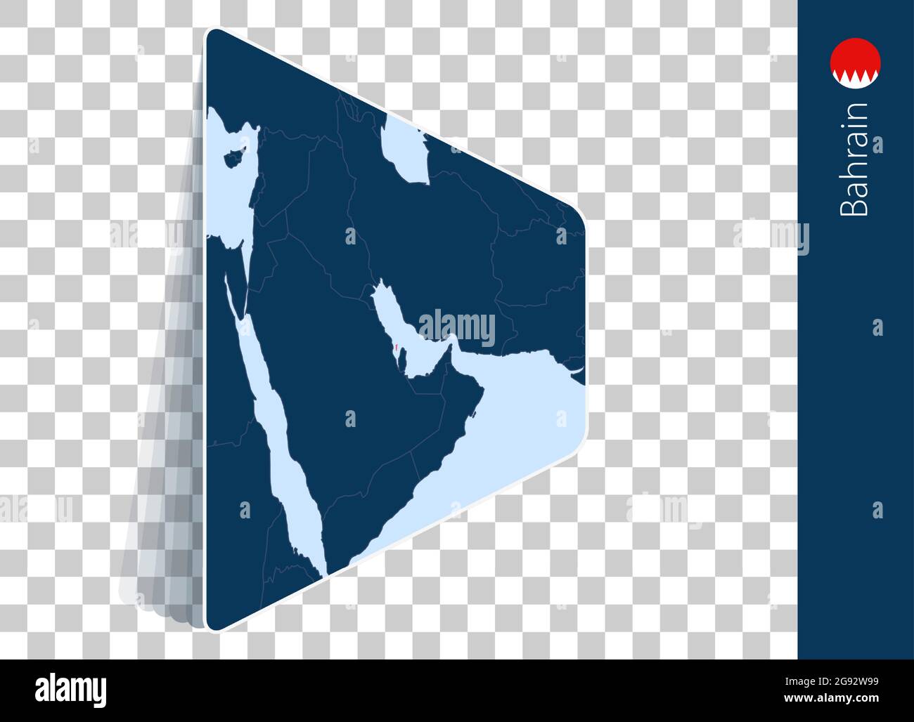 Bahrain map and flag on transparent background. Highlighted Bahrain on ...