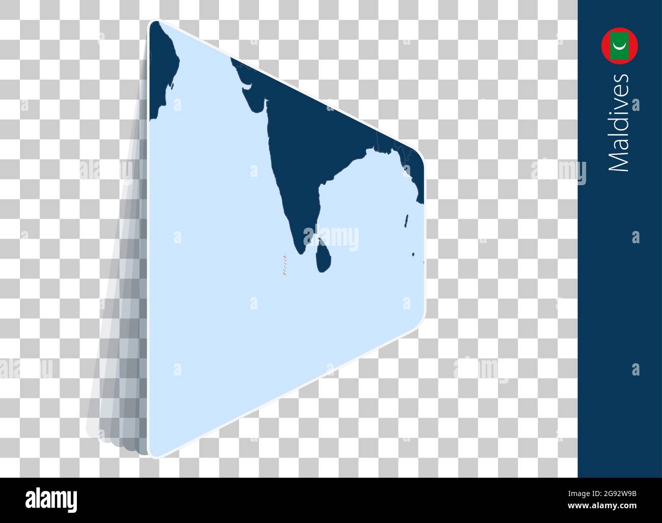 Maldives map and flag on transparent background. Highlighted Maldives ...