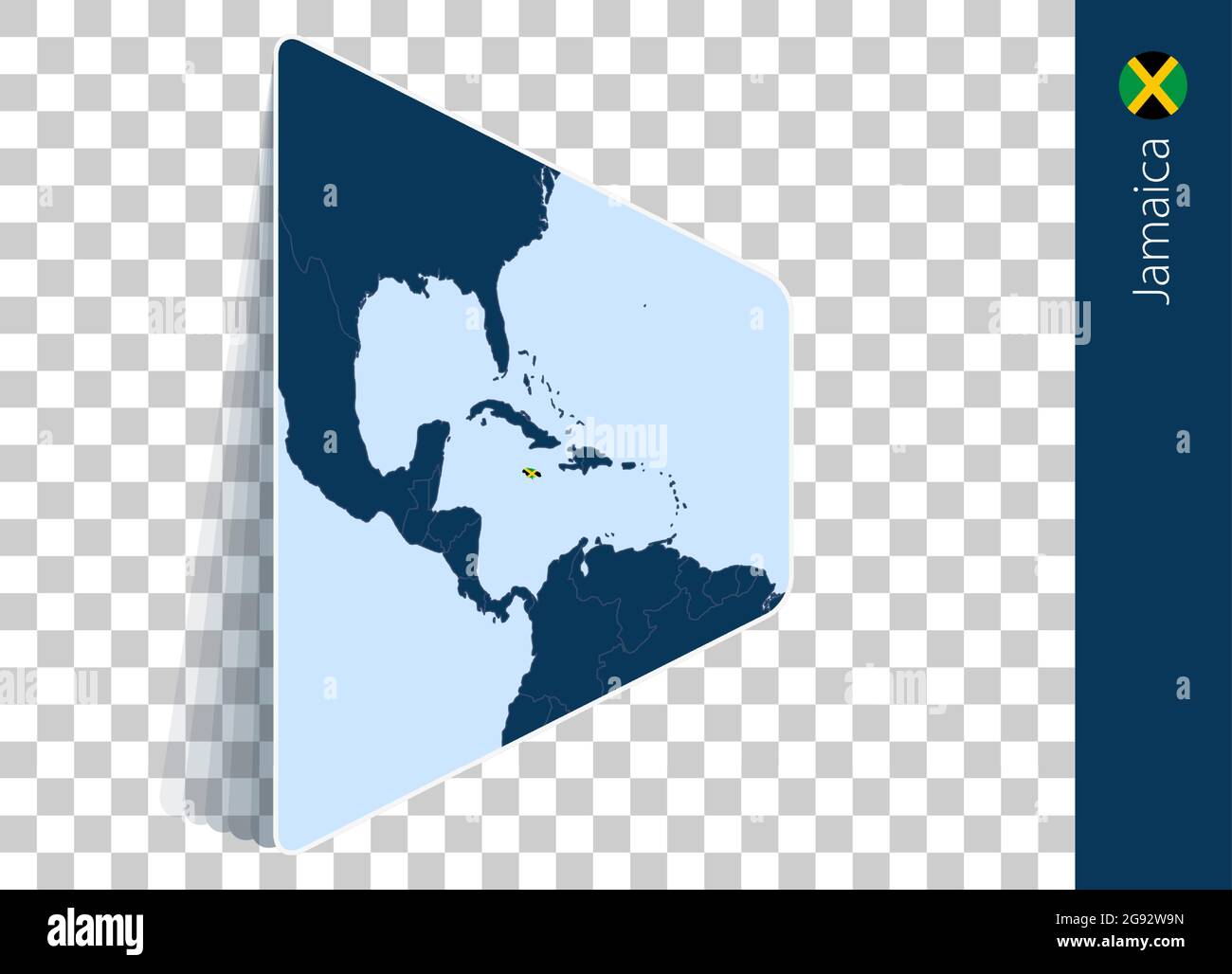 Jamaica map and flag on transparent background. Highlighted Jamaica on ...
