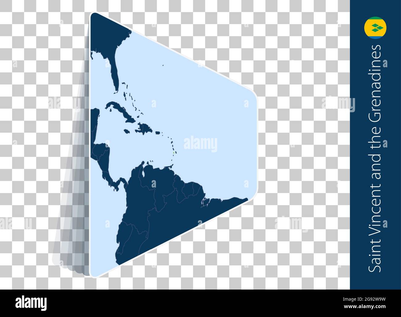 Saint Vincent and the Grenadines map and flag on transparent background ...