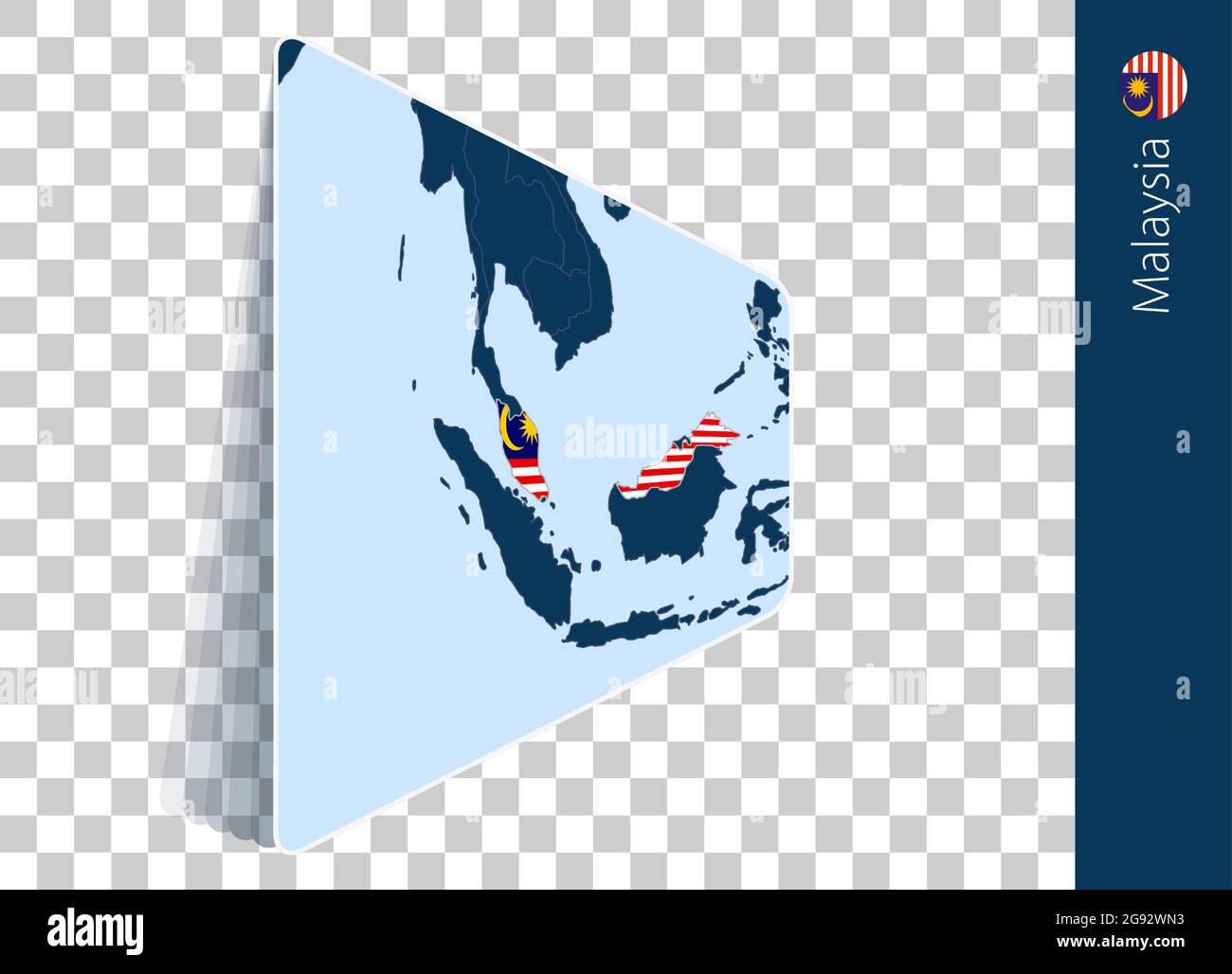 Malaysia map and flag on transparent background. Highlighted Malaysia ...