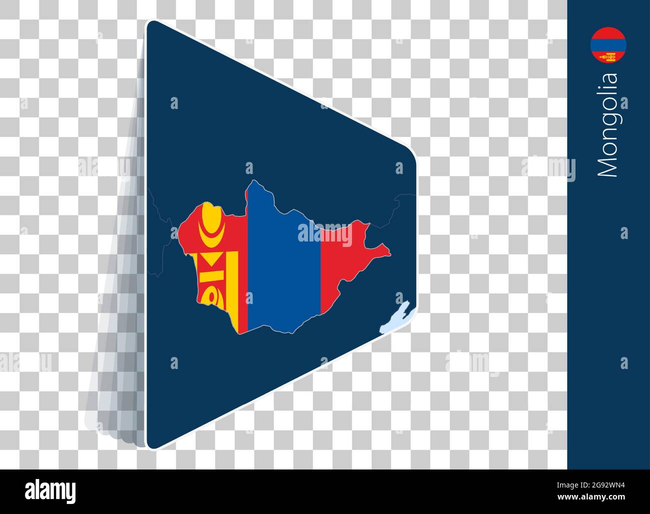 Mongolia map and flag on transparent background. Highlighted Mongolia ...
