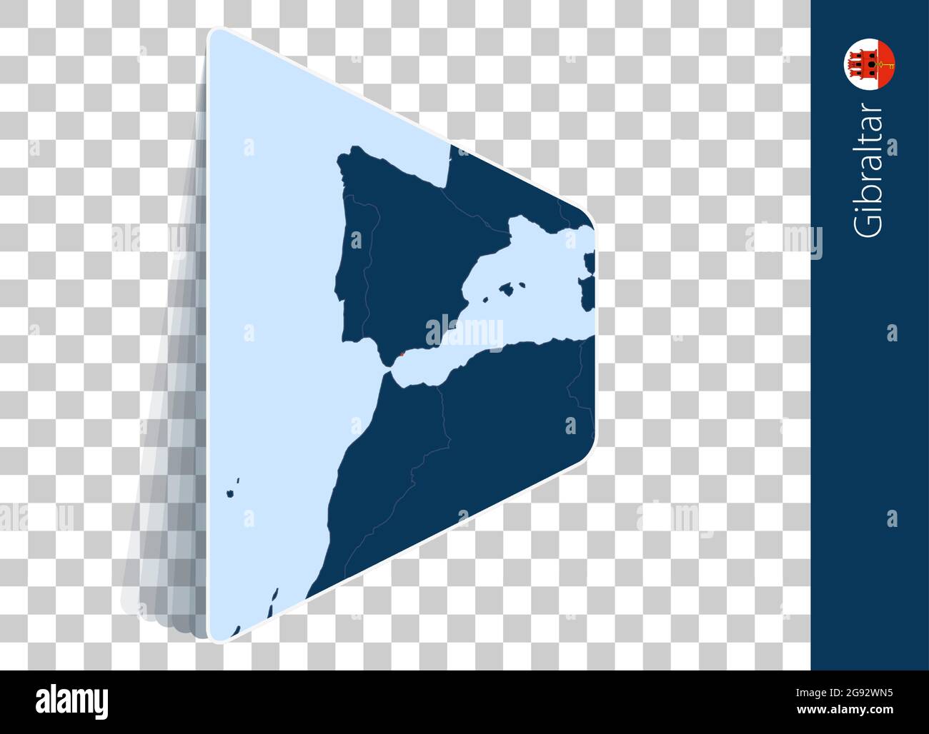 Gibraltar map and flag on transparent background. Highlighted Gibraltar ...