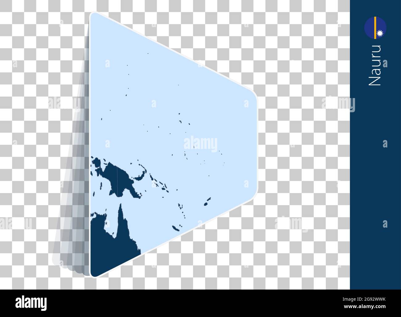 Nauru map and flag on transparent background. Highlighted Nauru on blue ...
