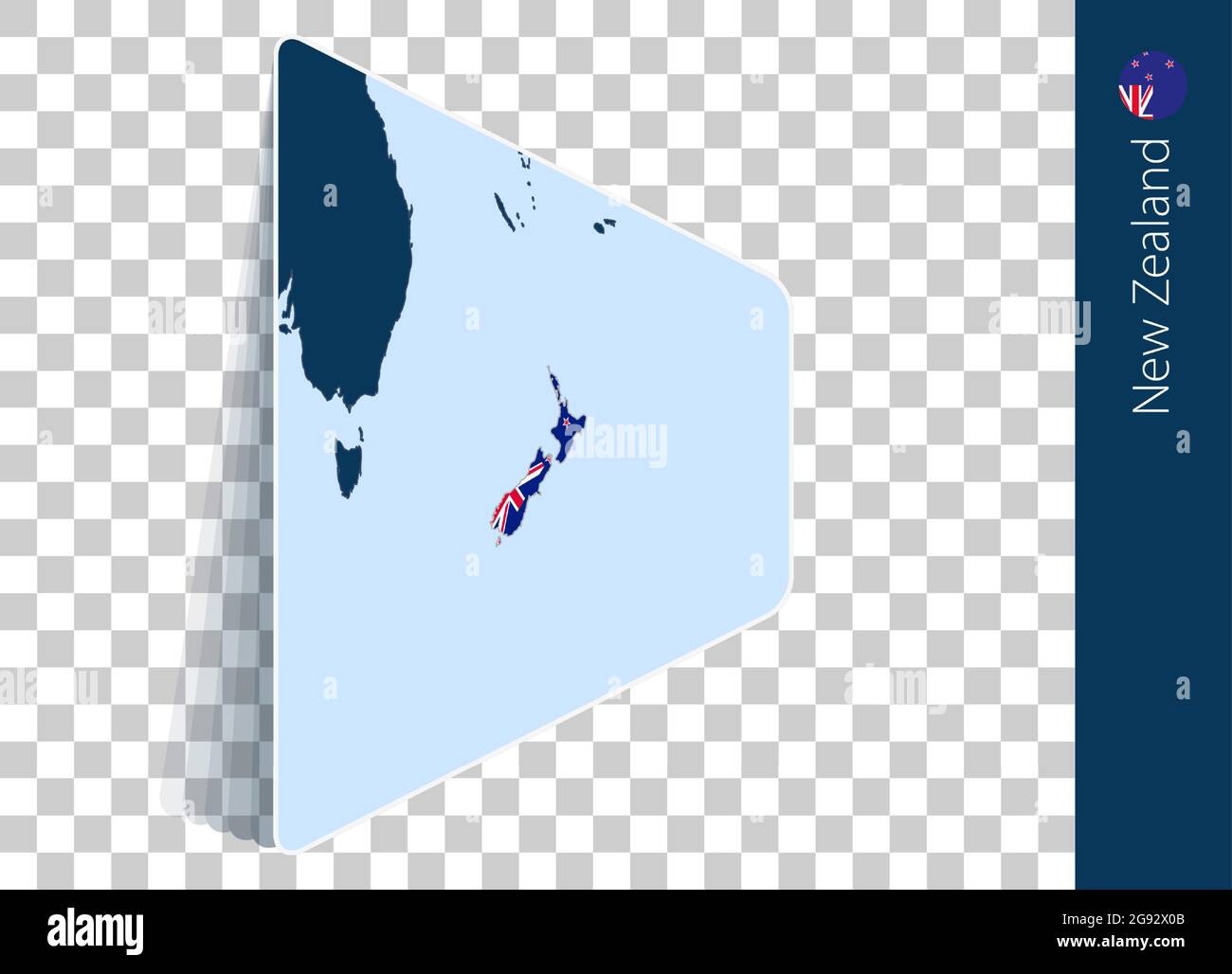 New Zealand map and flag on transparent background. Highlighted New ...