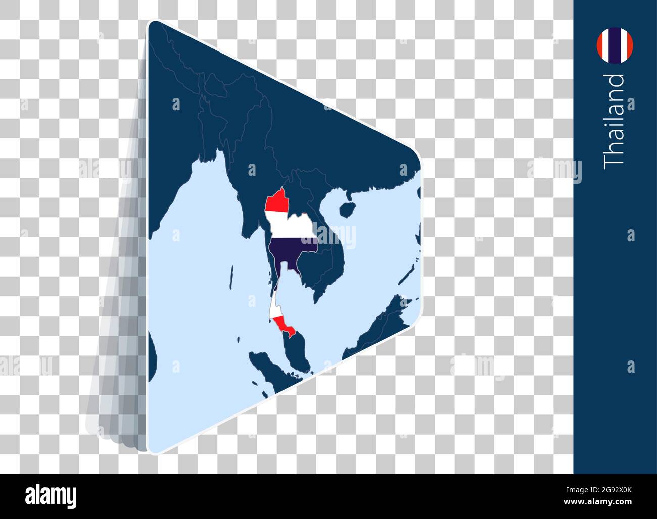 Thailand map and flag on transparent background. Highlighted Thailand ...