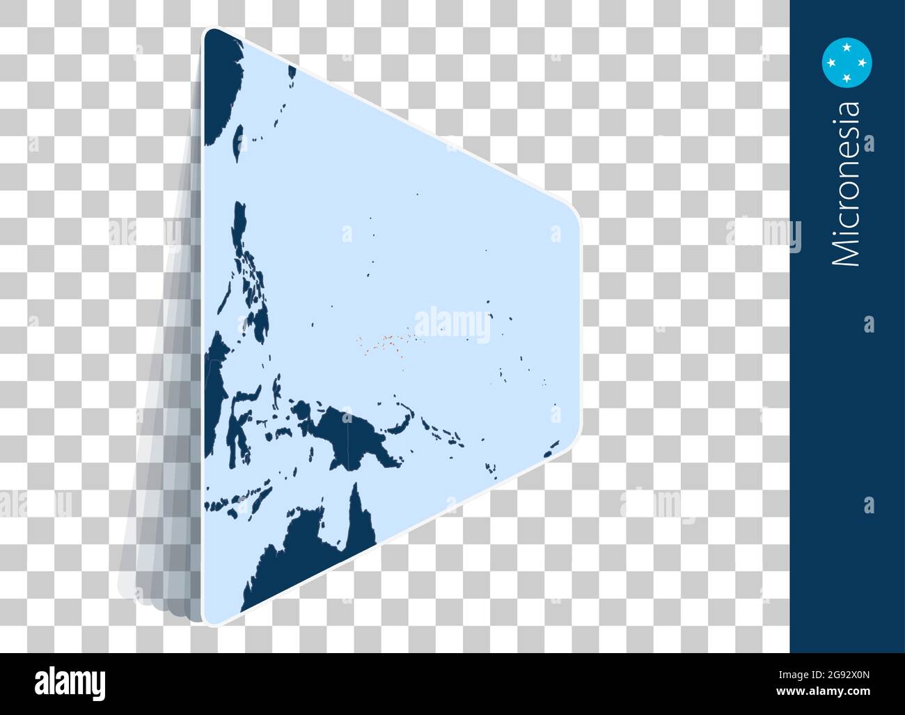 Micronesia map and flag on transparent background. Highlighted ...