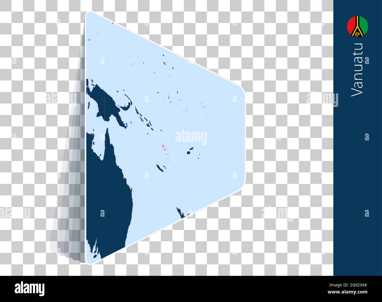 Vanuatu map and flag on transparent background. Highlighted Vanuatu on ...