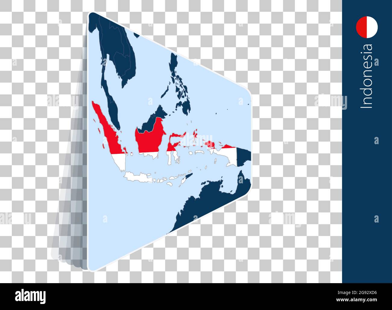 Indonesia map and flag on transparent background. Highlighted Indonesia ...