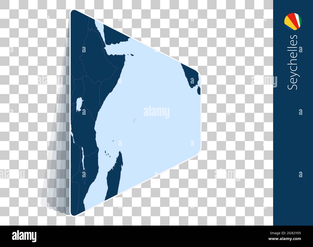 Seychelles map and flag on transparent background. Highlighted ...