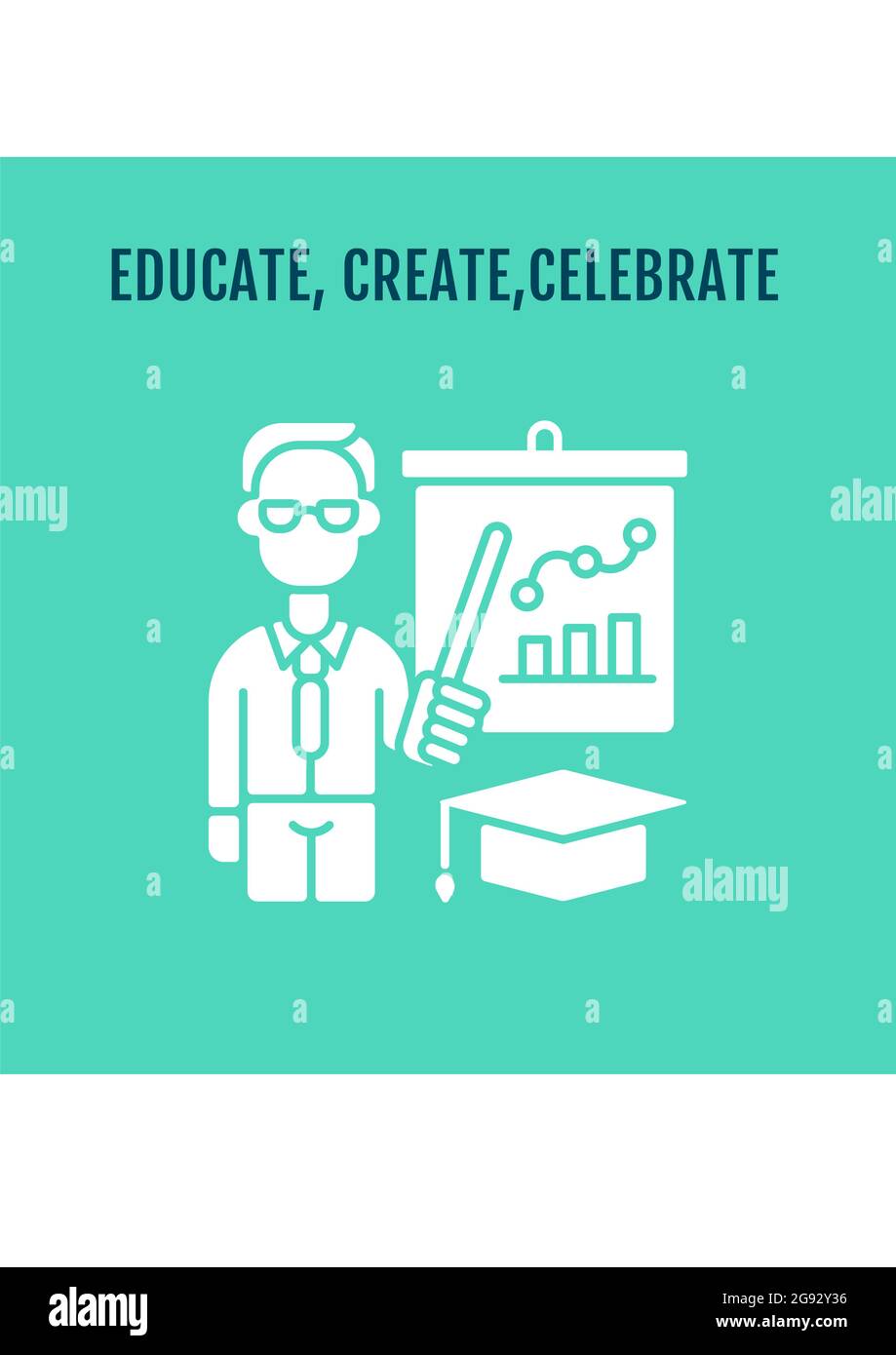Thanks for educating children greeting card with glyph icon element ...