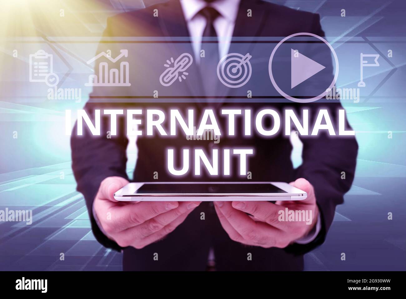 Conceptual display International Unit. Word Written on the ...