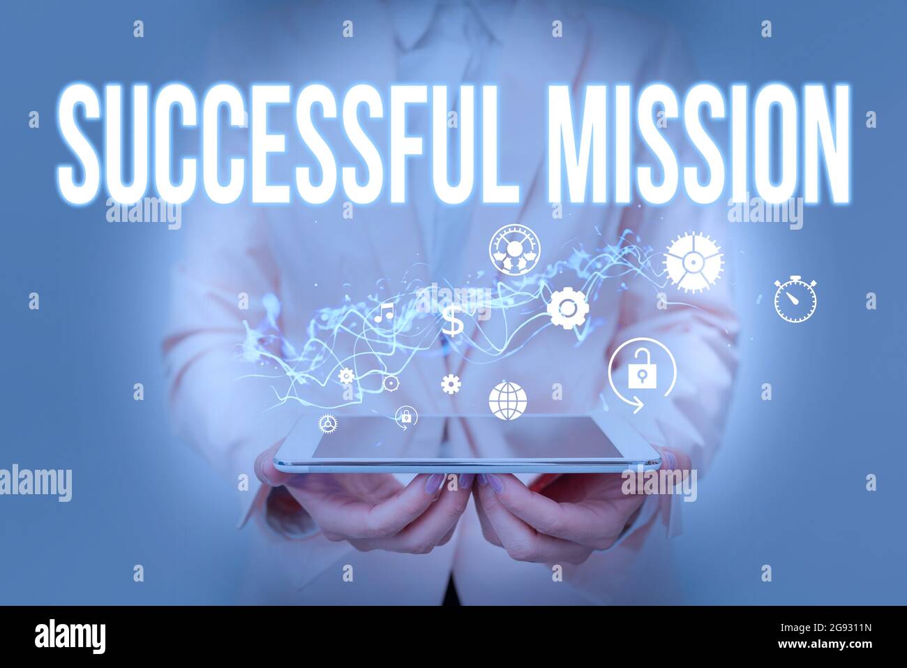 Sign displaying Successful Mission. Business idea complete fulfilment ...