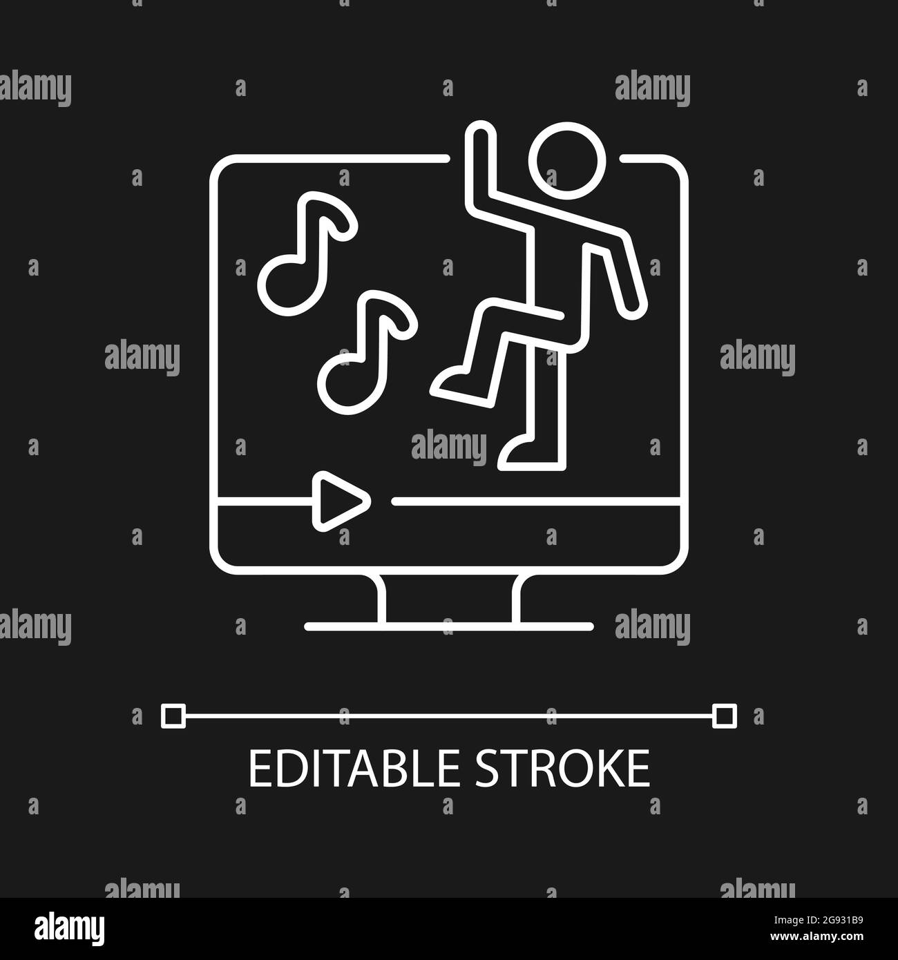 Online dance workout white linear icon for dark theme Stock Vector ...
