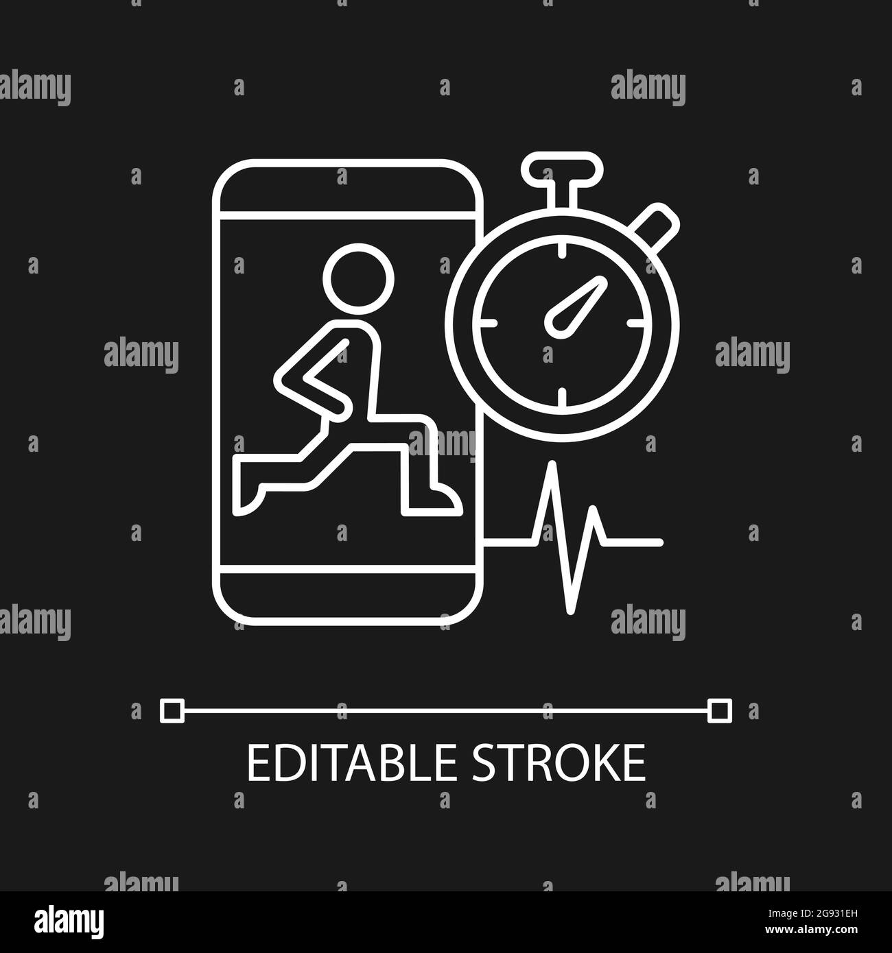 High intensity and intervals workout white linear icon for dark theme ...