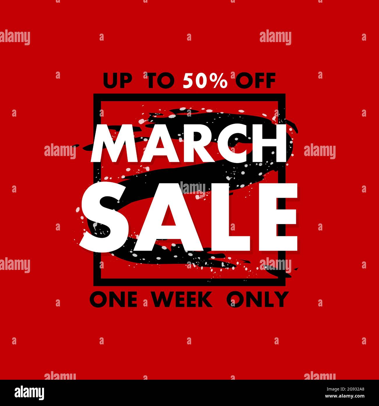 March sale banner on red background for promotion design. Sale banner ...