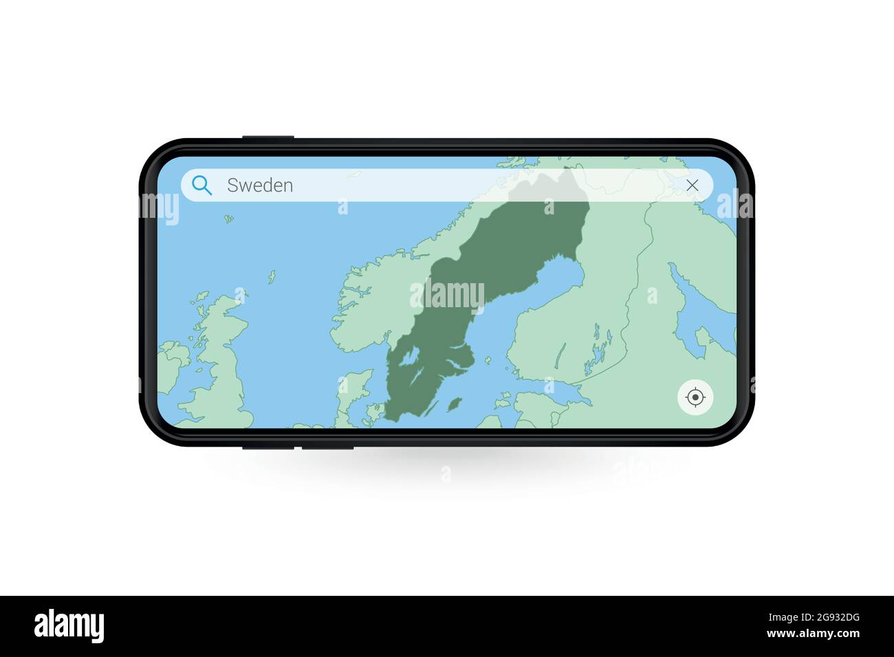 Searching map of Sweden in Smartphone map application. Map of Sweden in ...