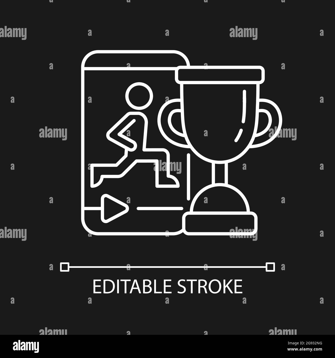 Fitness online challenge white linear icon for dark theme Stock Vector ...