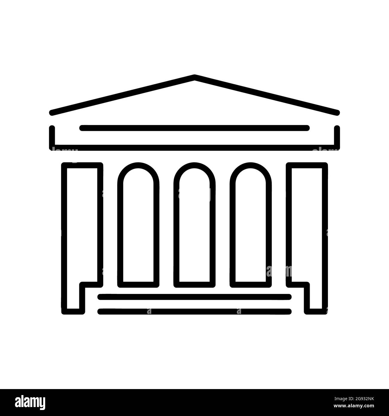 Court building icon. Law pictogram for web. Line stroke. Isolated on ...