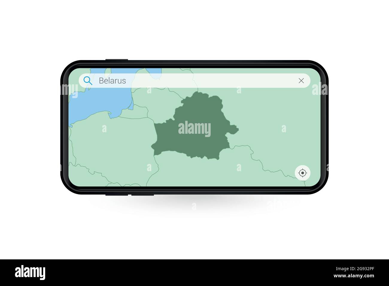 Searching map of Belarus in Smartphone map application. Map of Belarus ...