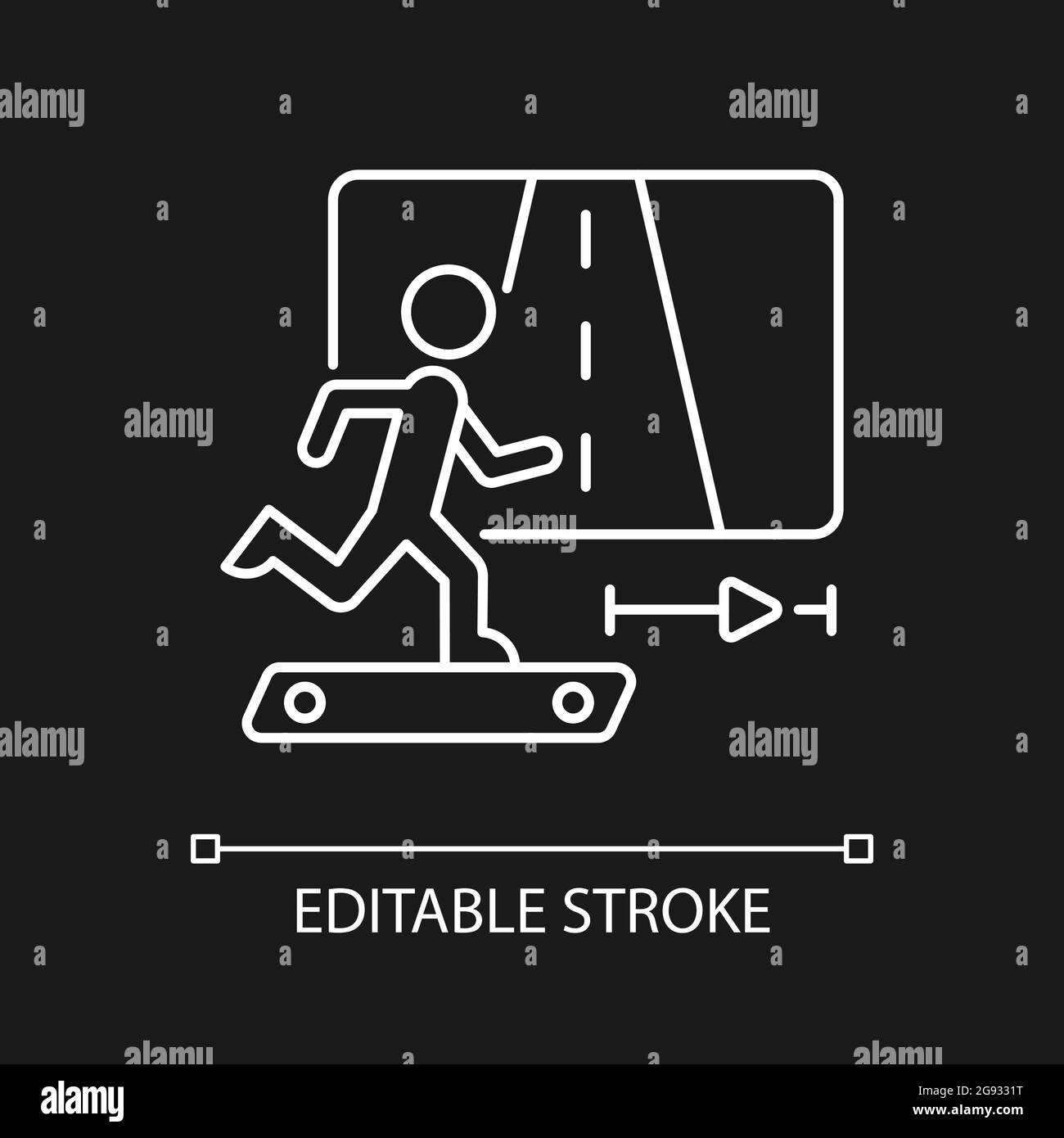 Online fitness jogging white linear icon for dark theme Stock Vector ...