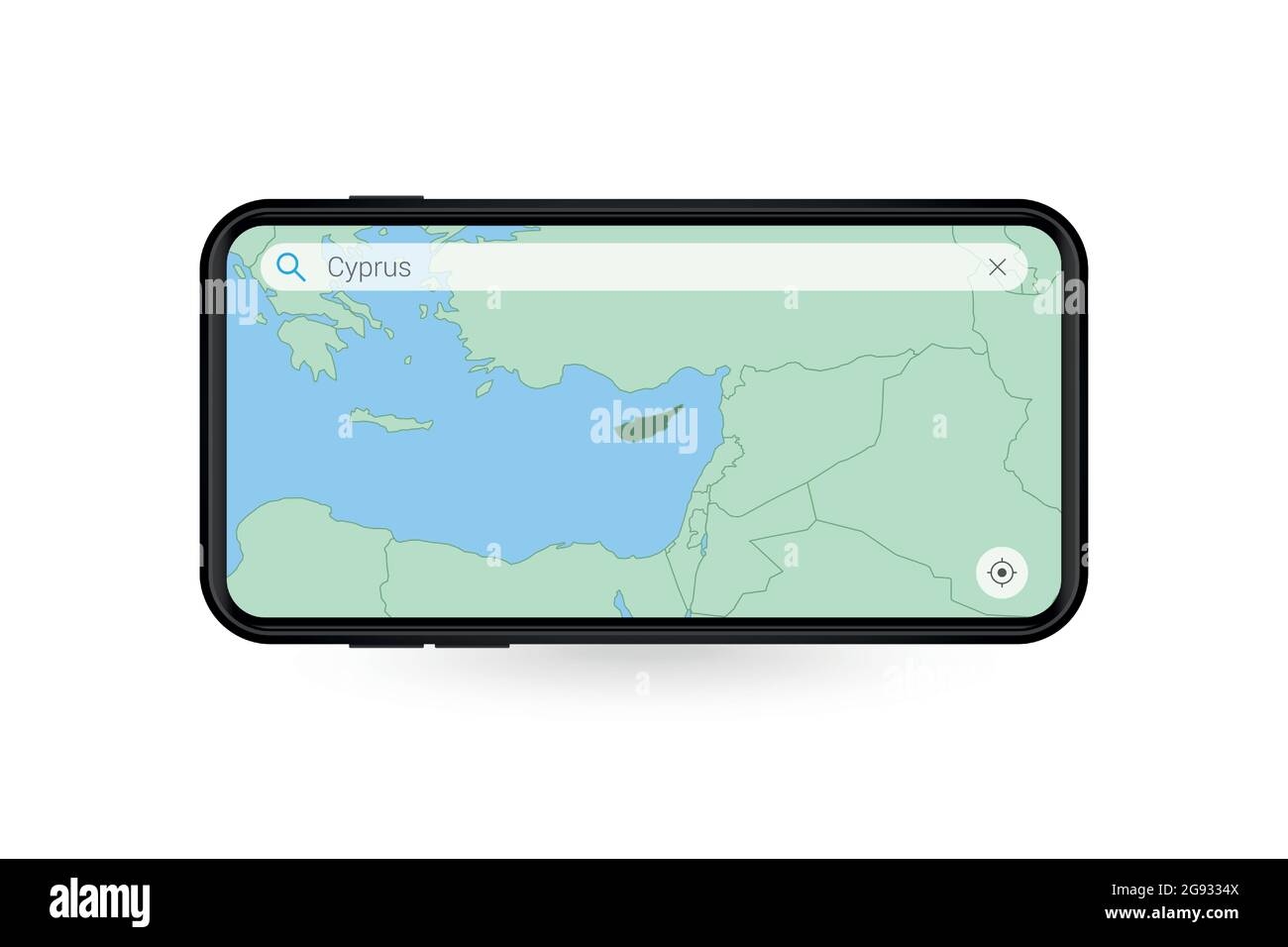 Searching map of Cyprus in Smartphone map application. Map of Cyprus in ...