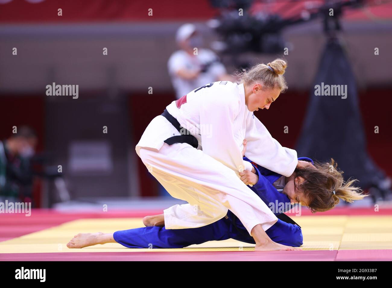 Tokyo, Japan. 24th July, 2021. (L-R) BILODID Daria (UKR), NIKOLIC Milica (SRB) Judo : Women's ...