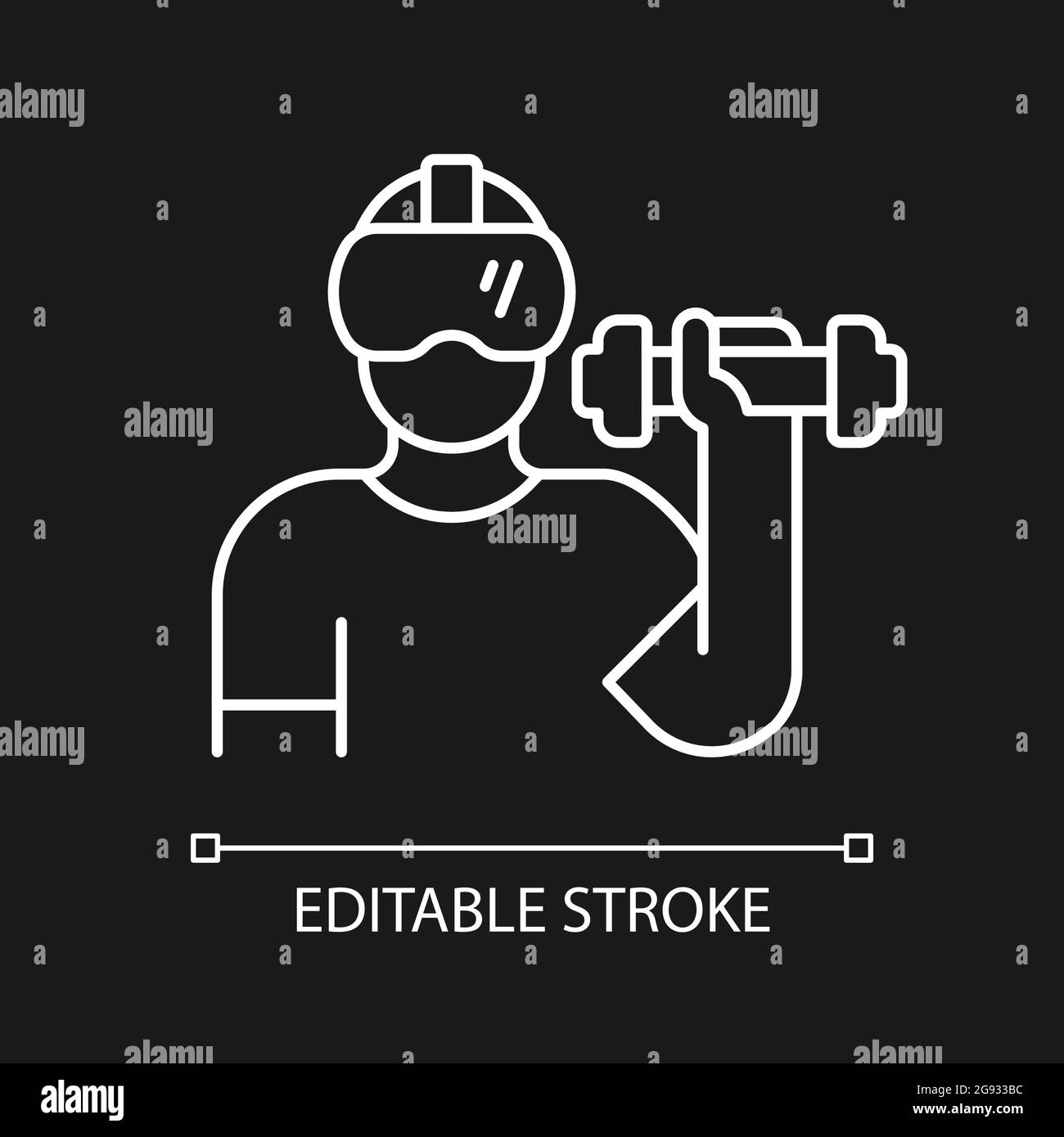 Virtual reality fitness white linear icon for dark theme Stock Vector ...