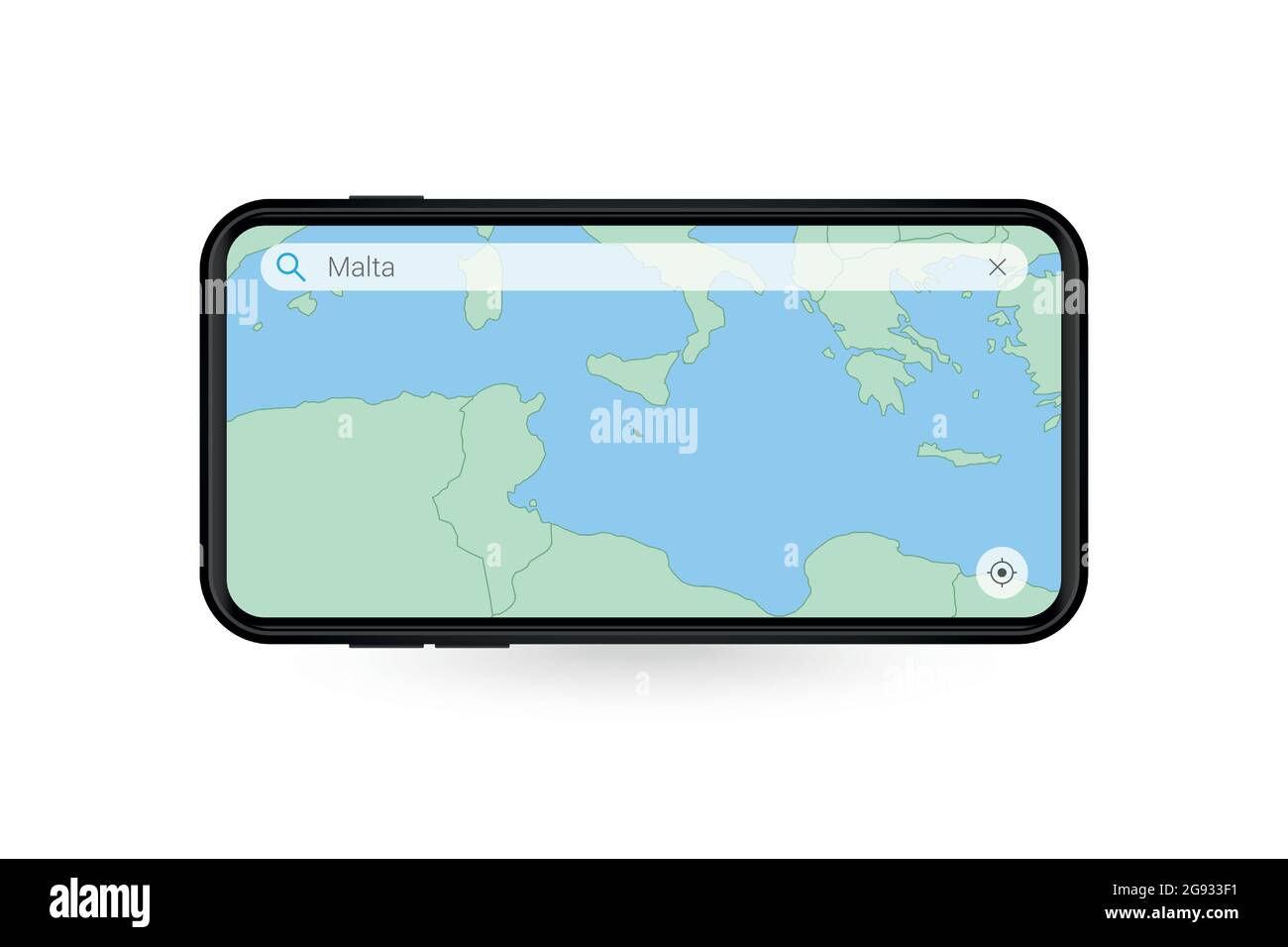 Searching map of Malta in Smartphone map application. Map of Malta in ...