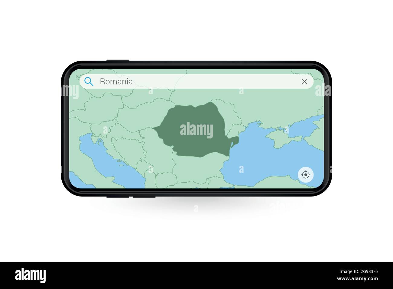 Searching map of Romania in Smartphone map application. Map of Romania ...
