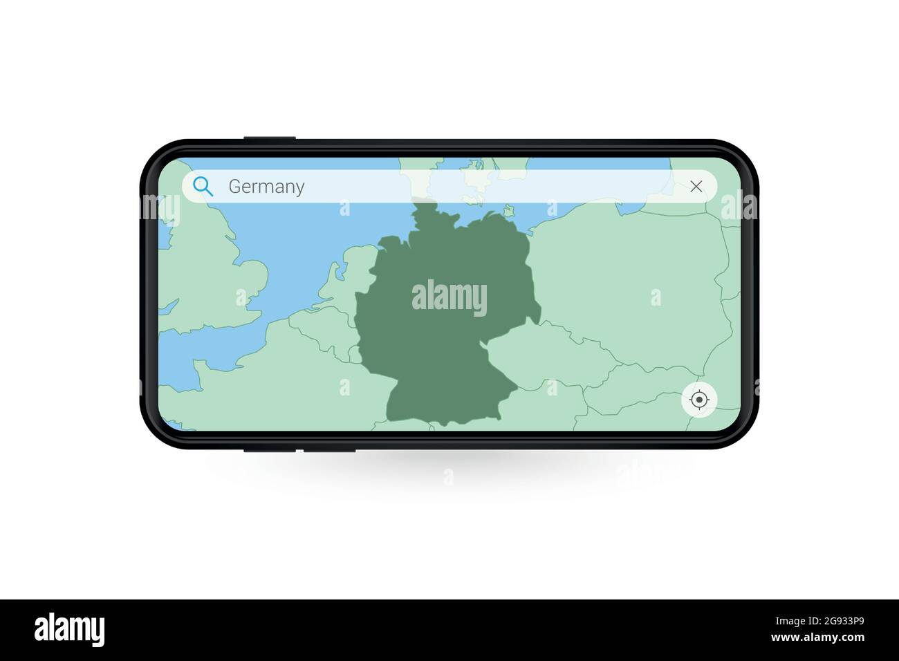 Searching map of Germany in Smartphone map application. Map of Germany ...