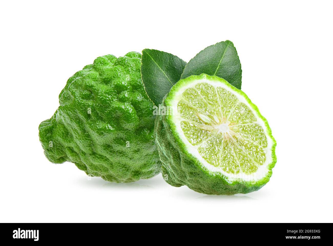 Fresh Bergamot fruit with leaf isolated on white background Stock Photo ...