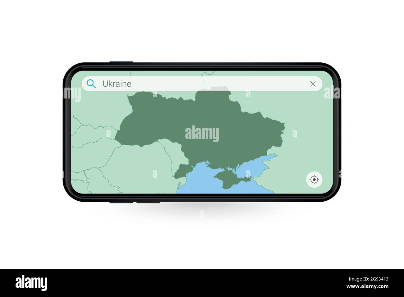 Searching map of Ukraine in Smartphone map application. Map of Ukraine ...