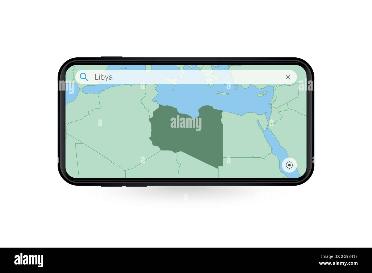 Searching map of Libya in Smartphone map application. Map of Libya in ...