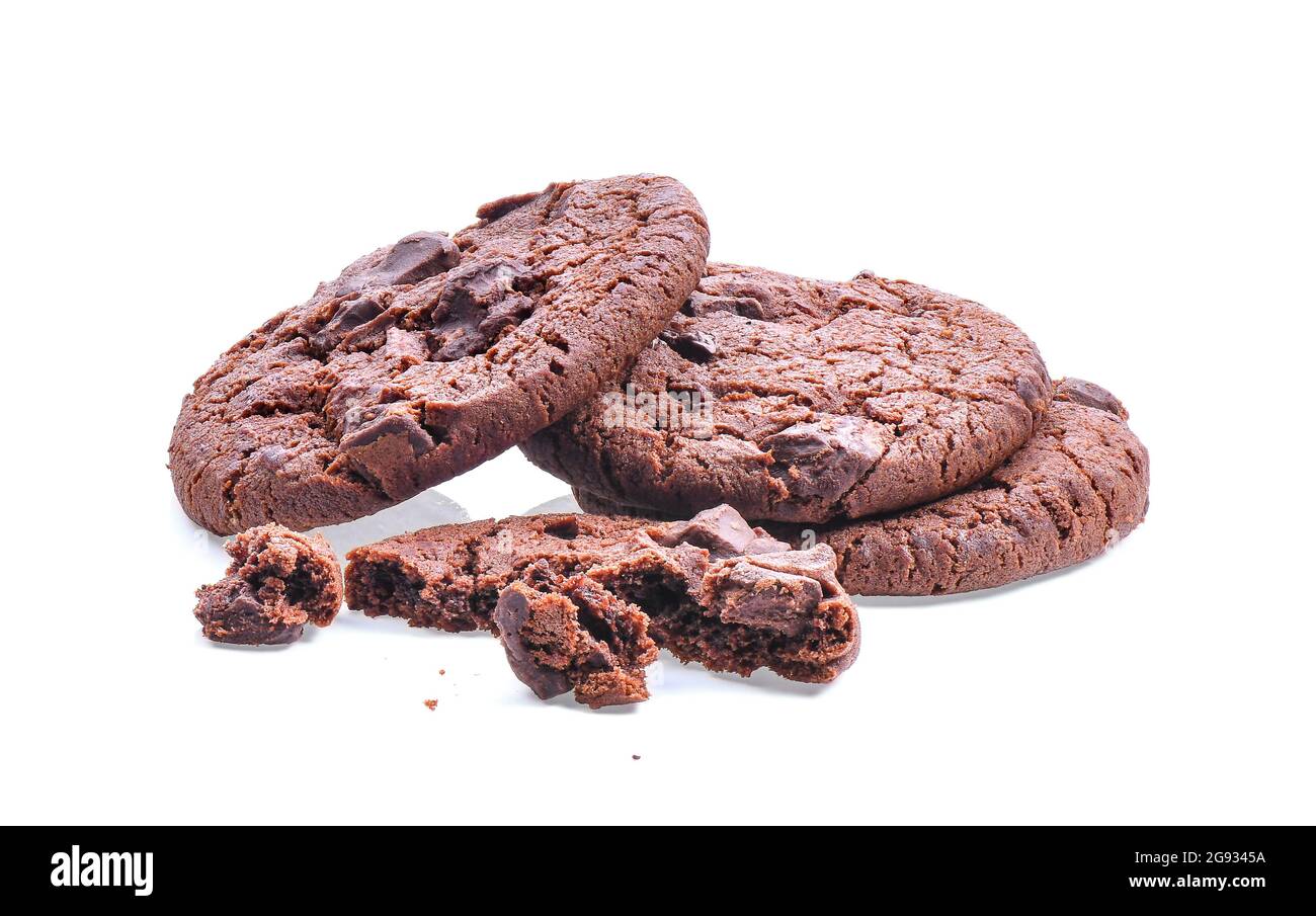 dark chocolate soft cookies isolated on white background Stock Photo ...