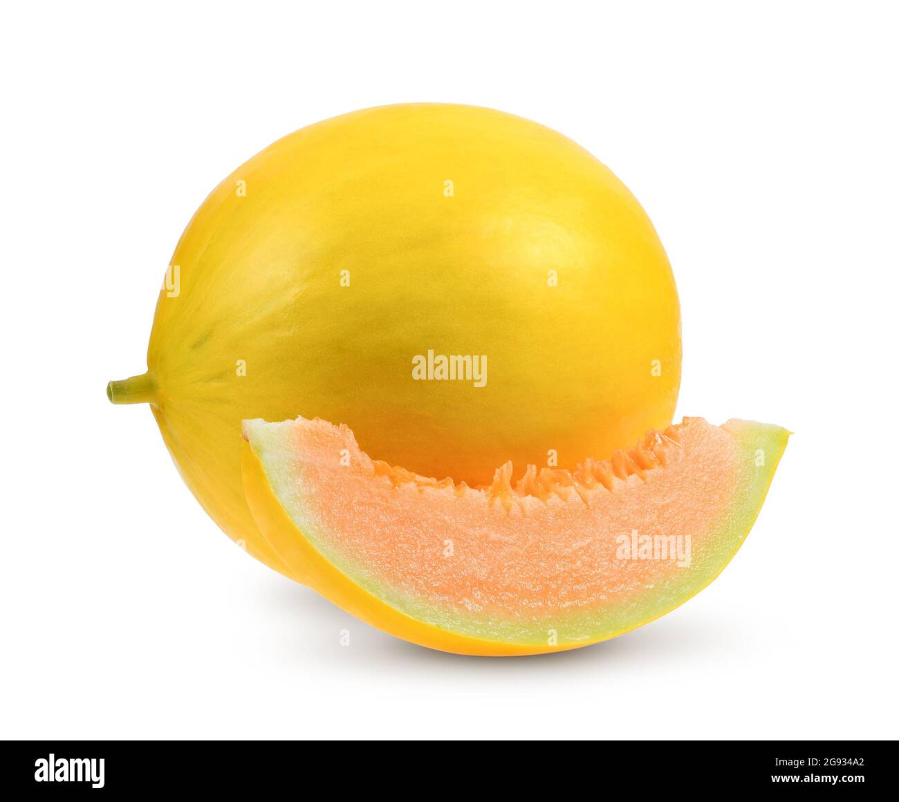 Yellow sweet melon isolated on white background Stock Photo - Alamy