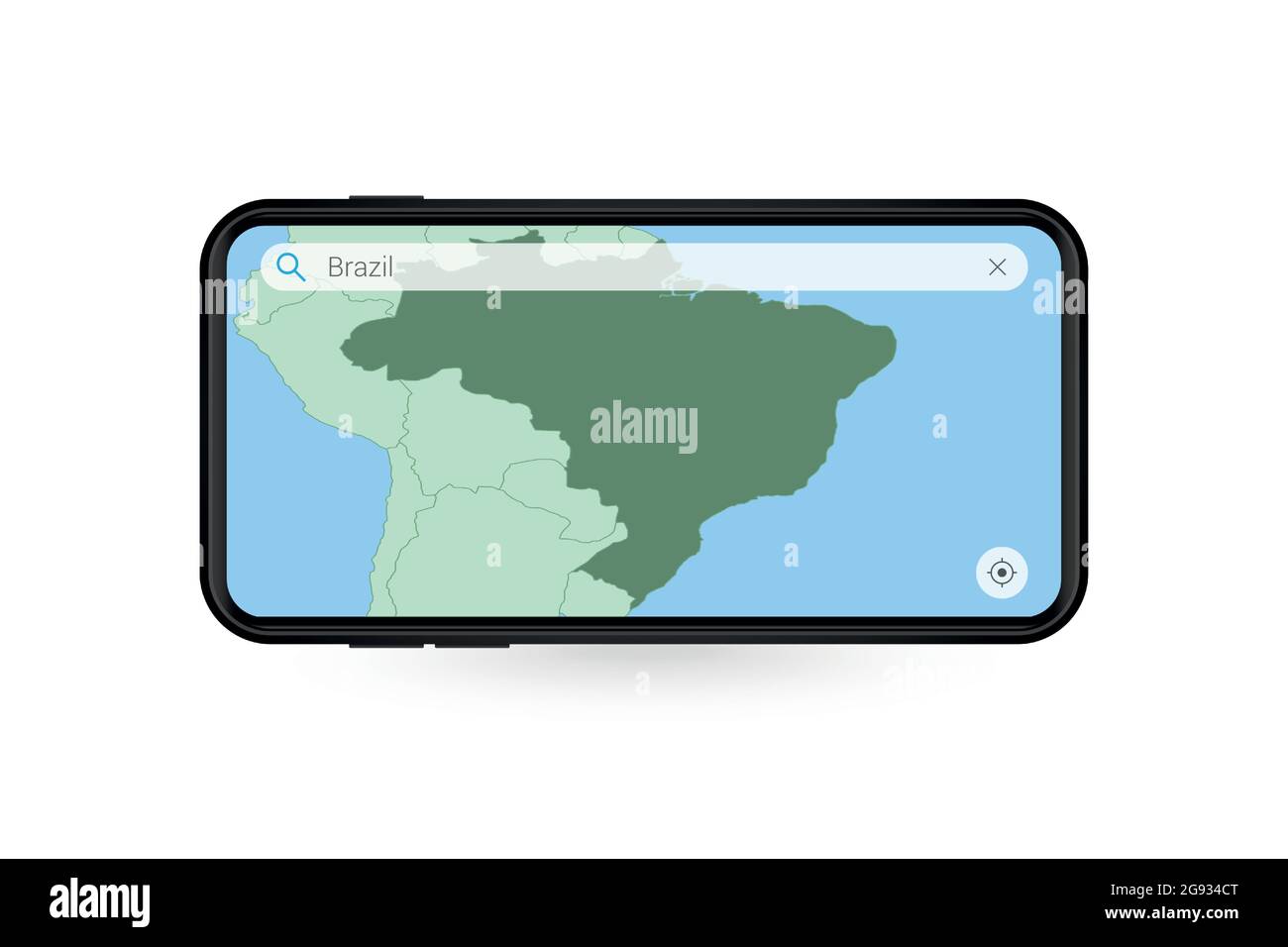 Searching map of Brazil in Smartphone map application. Map of Brazil in ...