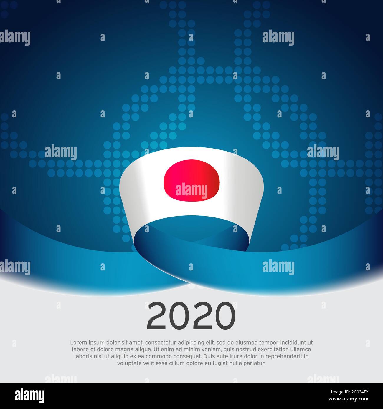 2020 poster design with japan flag. Summer sports games in tokyo. Blue ...