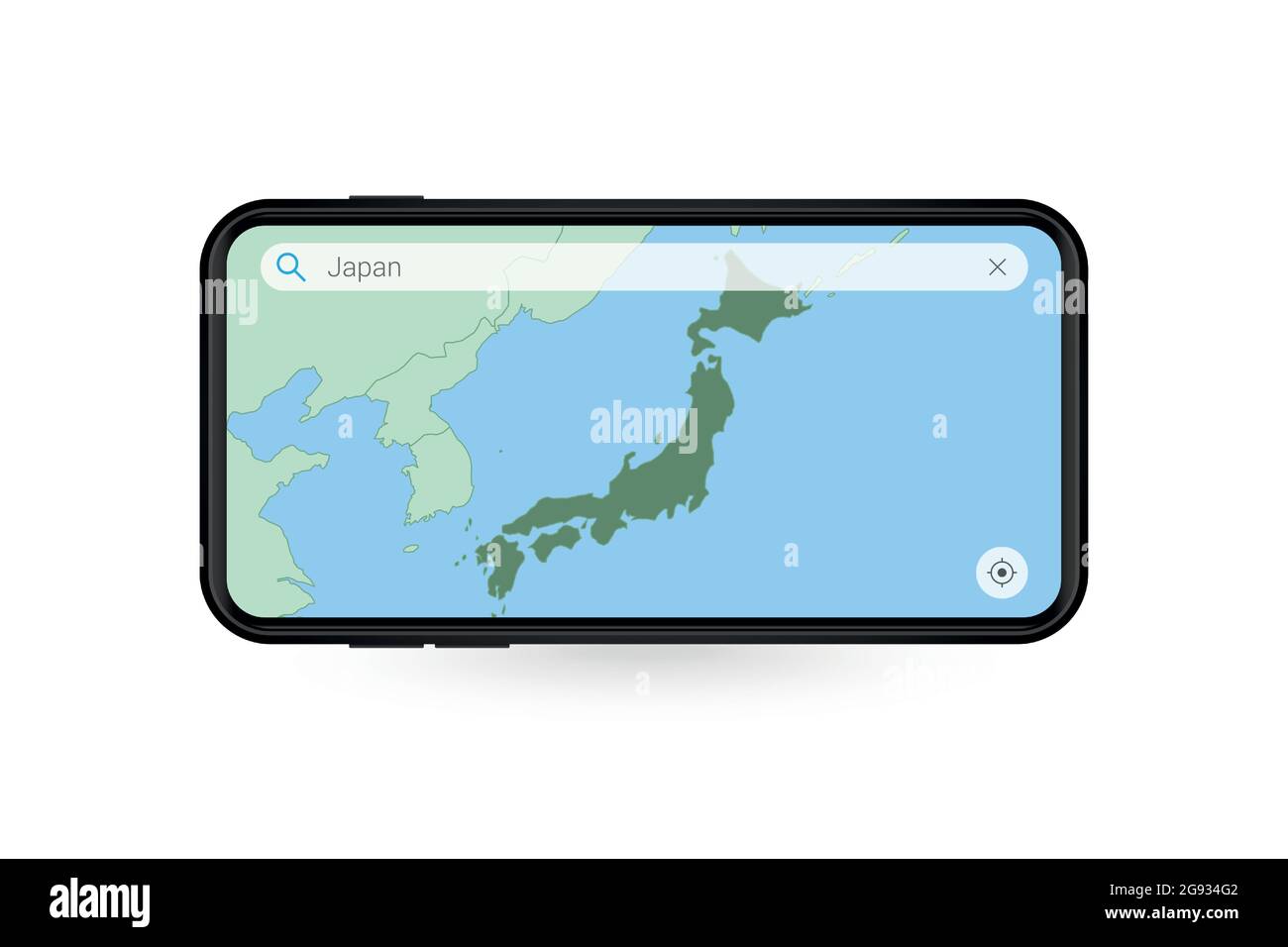 Searching map of Japan in Smartphone map application. Map of Japan in ...