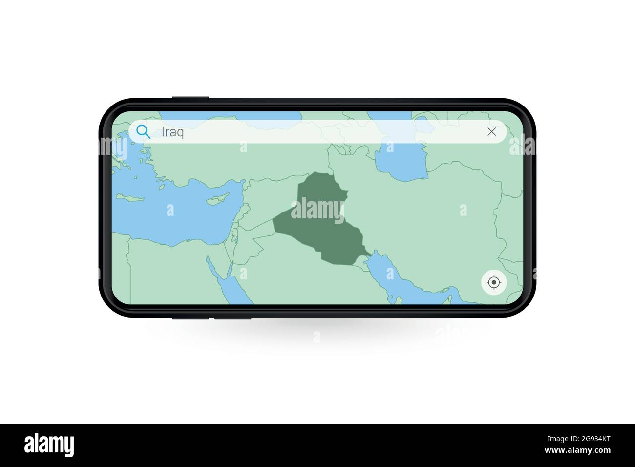 Searching map of Iraq in Smartphone map application. Map of Iraq in ...