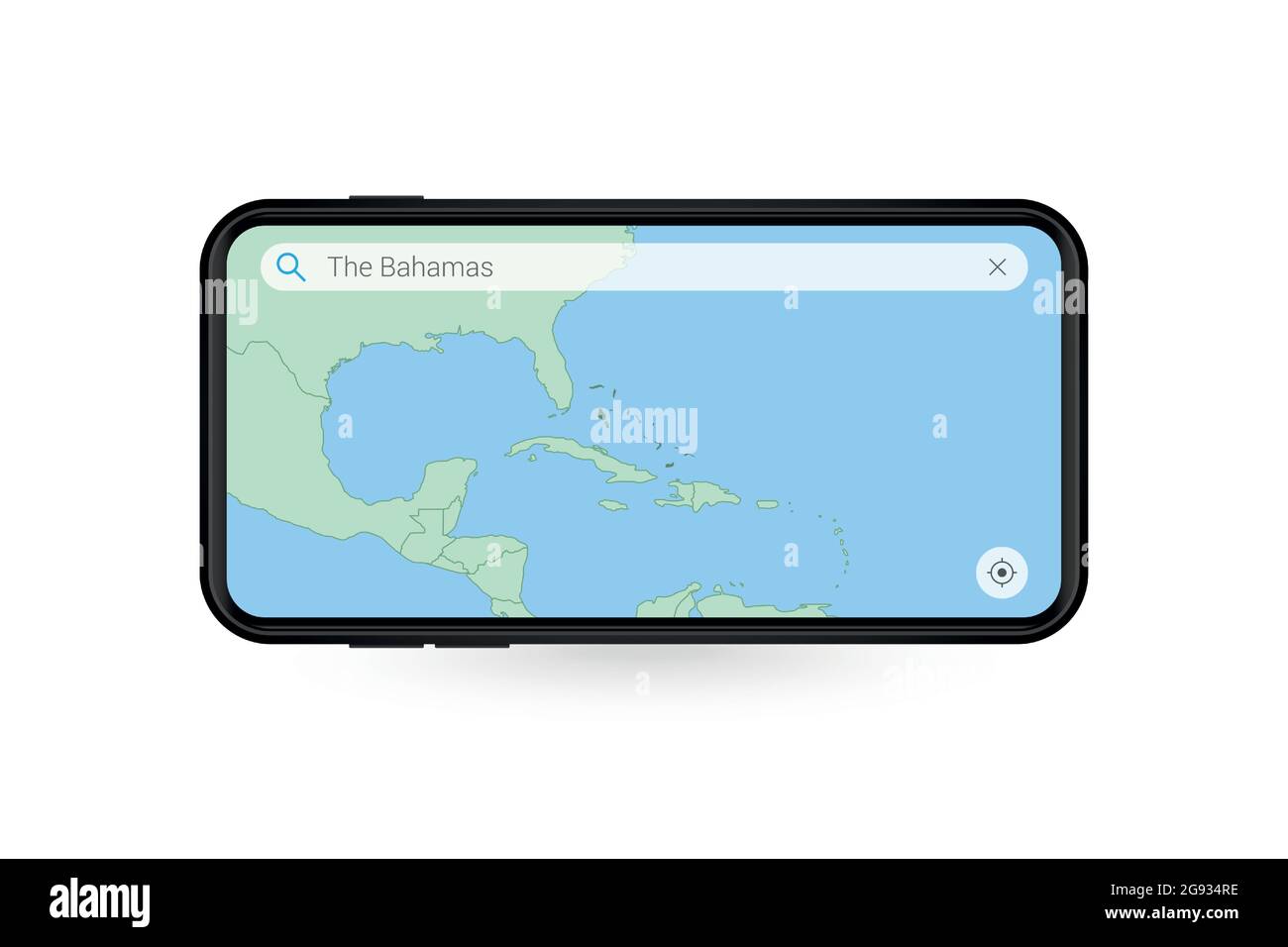 Searching map of The Bahamas in Smartphone map application. Map of The ...