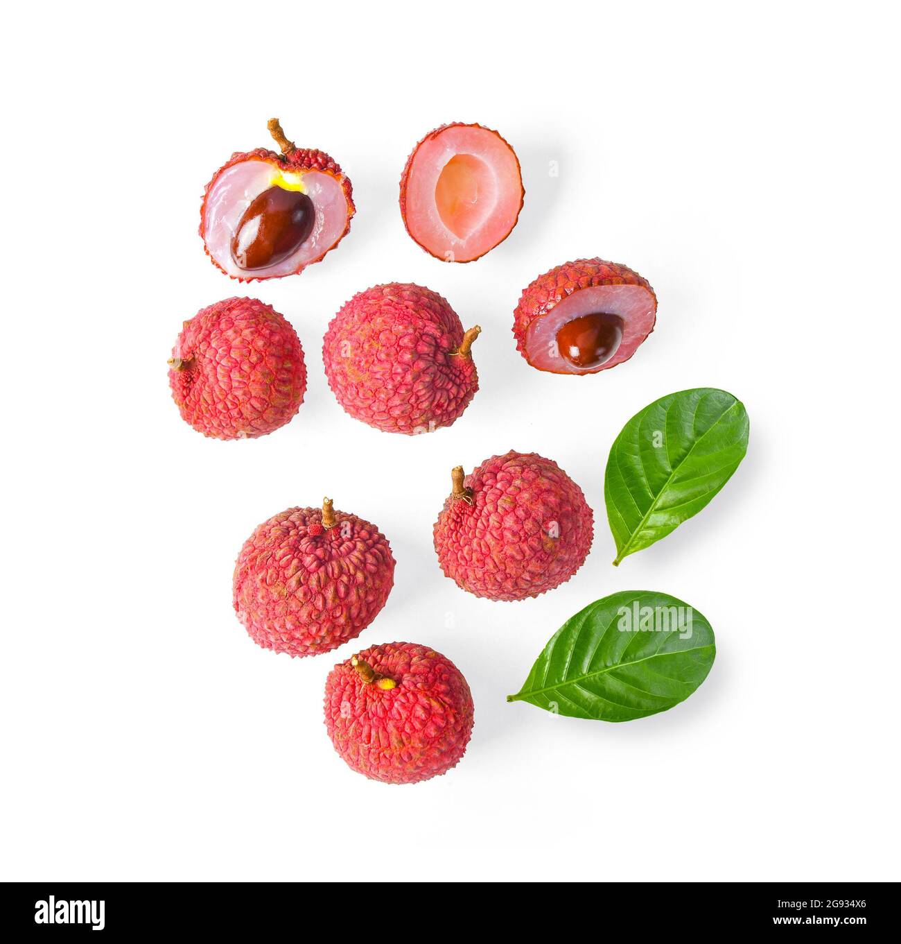 Top view of lychee isolated on white background Stock Photo - Alamy