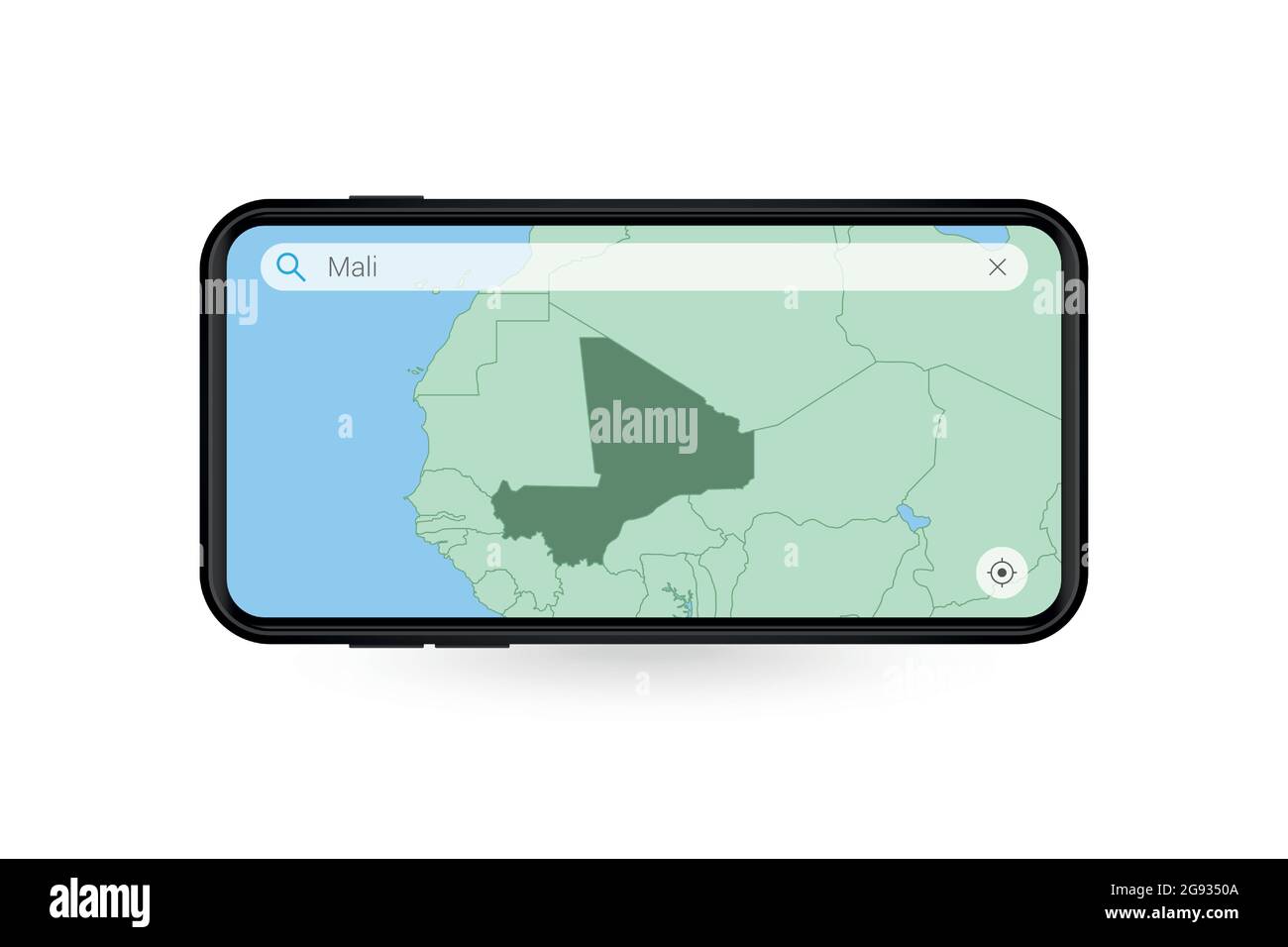 Searching map of Mali in Smartphone map application. Map of Mali in ...