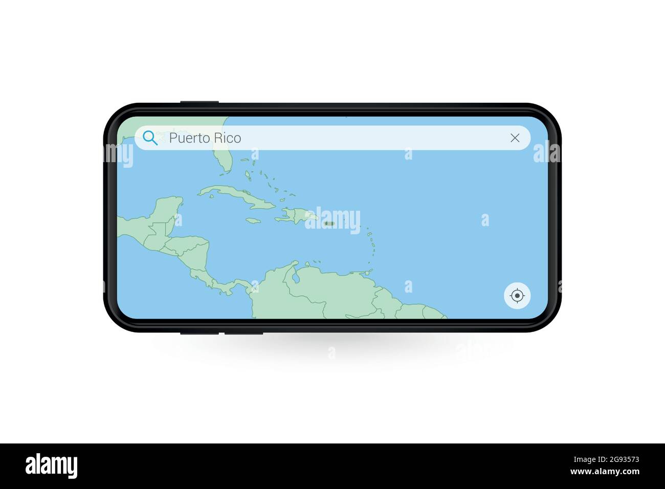 Searching map of Puerto Rico in Smartphone map application. Map of ...