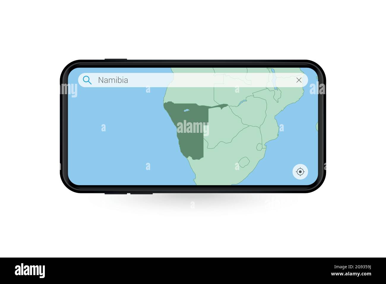 Searching map of Namibia in Smartphone map application. Map of Namibia ...