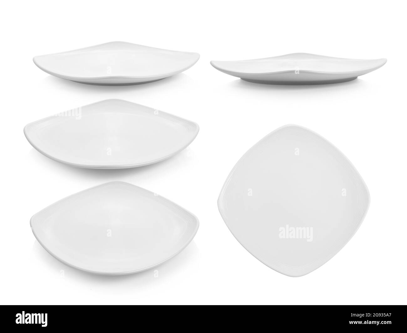 set of plate on white background Stock Photo - Alamy