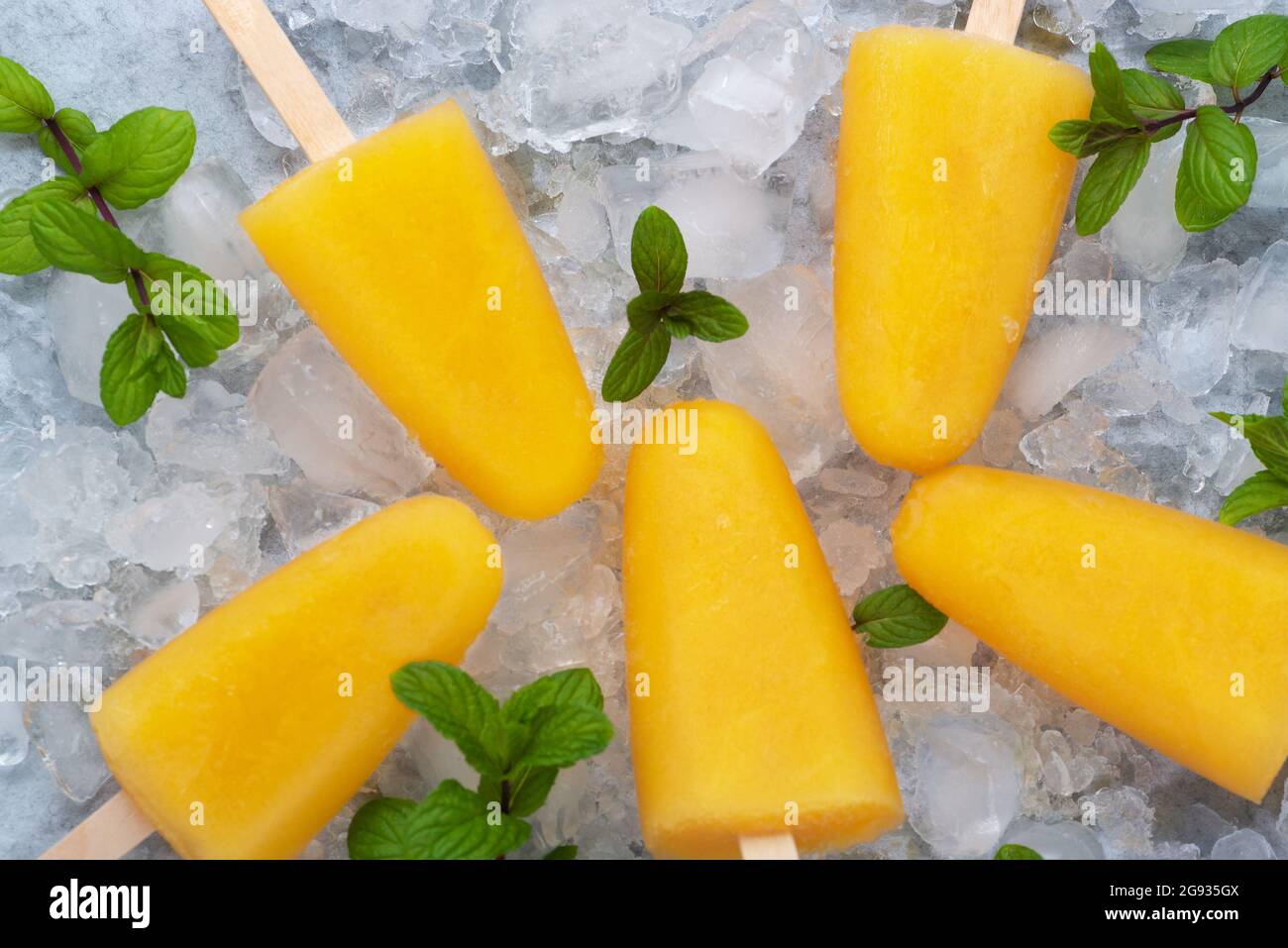 Tasty Homemade Popsicles with Orange Juice Ice Fruit Lollies on Sticks ...