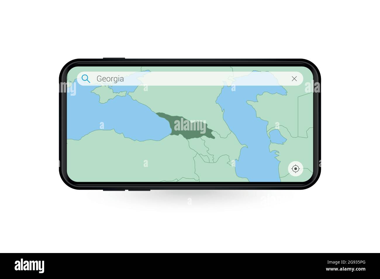 Searching map of Georgia in Smartphone map application. Map of Georgia ...