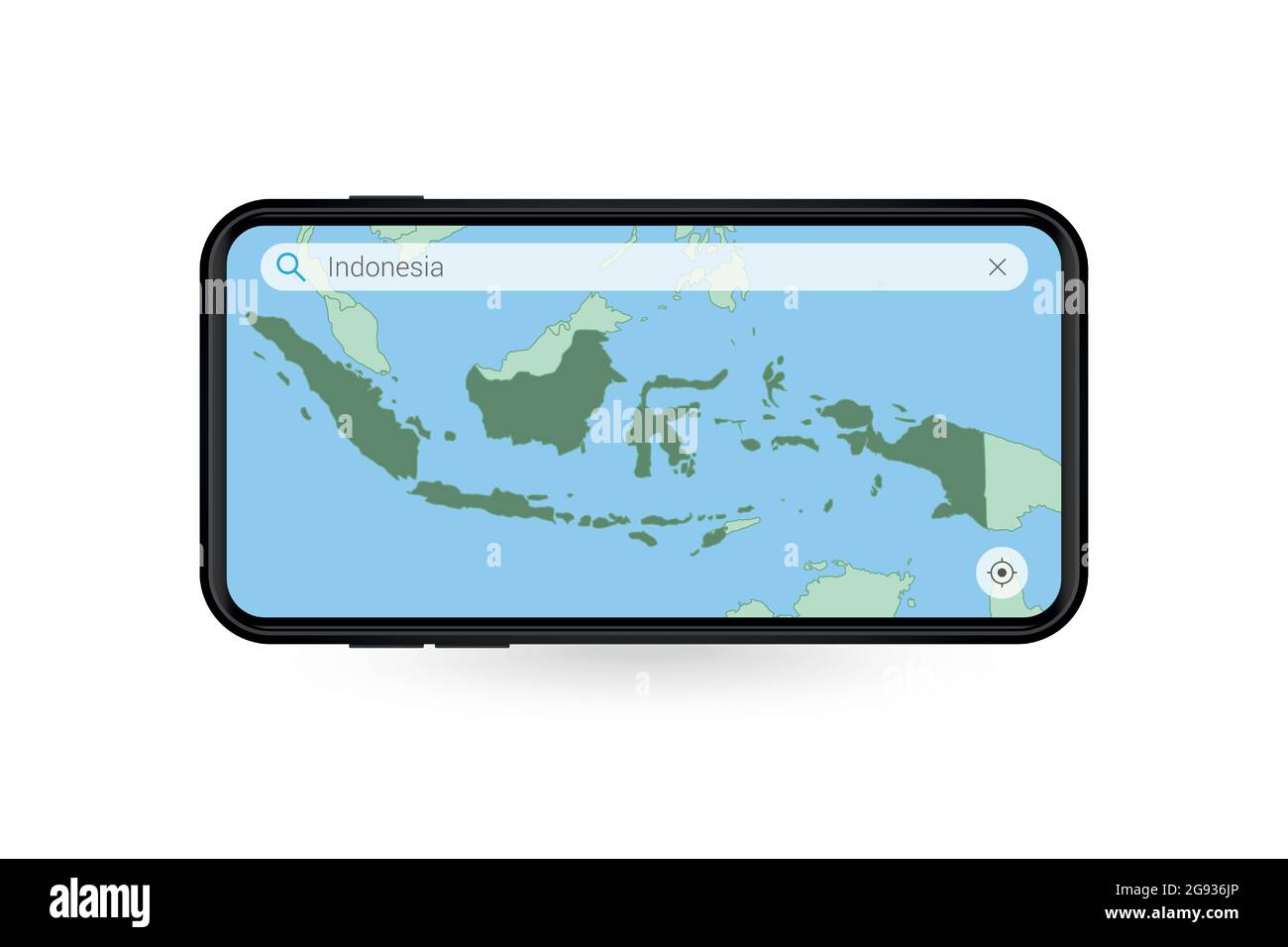 Searching map of Indonesia in Smartphone map application. Map of ...