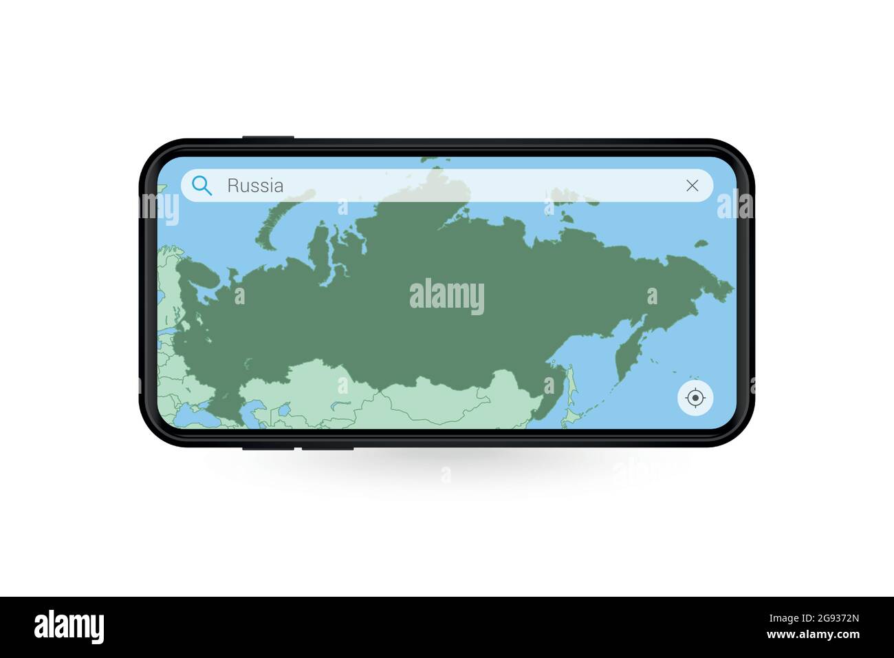 Searching map of Russia in Smartphone map application. Map of Russia in ...